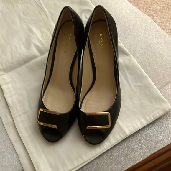 Coach | Shoes | Coach Wedge Leather Pumps | Poshmark